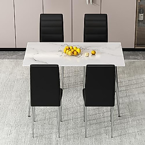 WINWOL Modern Dining Chairs Set of 4,Products are Perfect for Restaurants, Living Rooms, Kitchens, and Offices,PU Leather Upholstery,high Back and Metal Legs (Black, Set of 4)