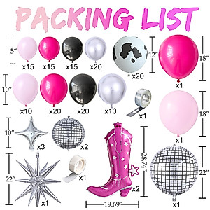 Disco Cowgirl Party Decorations,158Pcs Hot Pink Black Cow Print Cowgirl Balloon Arch Kit for Birthday Last Rodeo Bachelorette Bridal Baby Shower,Western Retro 80s 90s Party Balloon Garland Backdrop