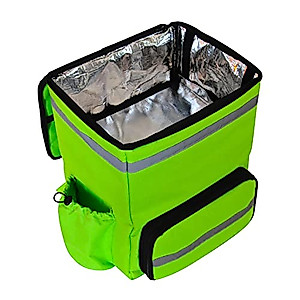 Food Delivery Backpack, Expandable Catering Cooler Bag, Insulated Bag With Cupholder, Waterproof Pizza Bag for Uber Eats Doordash Grubhub Thermal Food Bag for Bike for UberEats (Green)