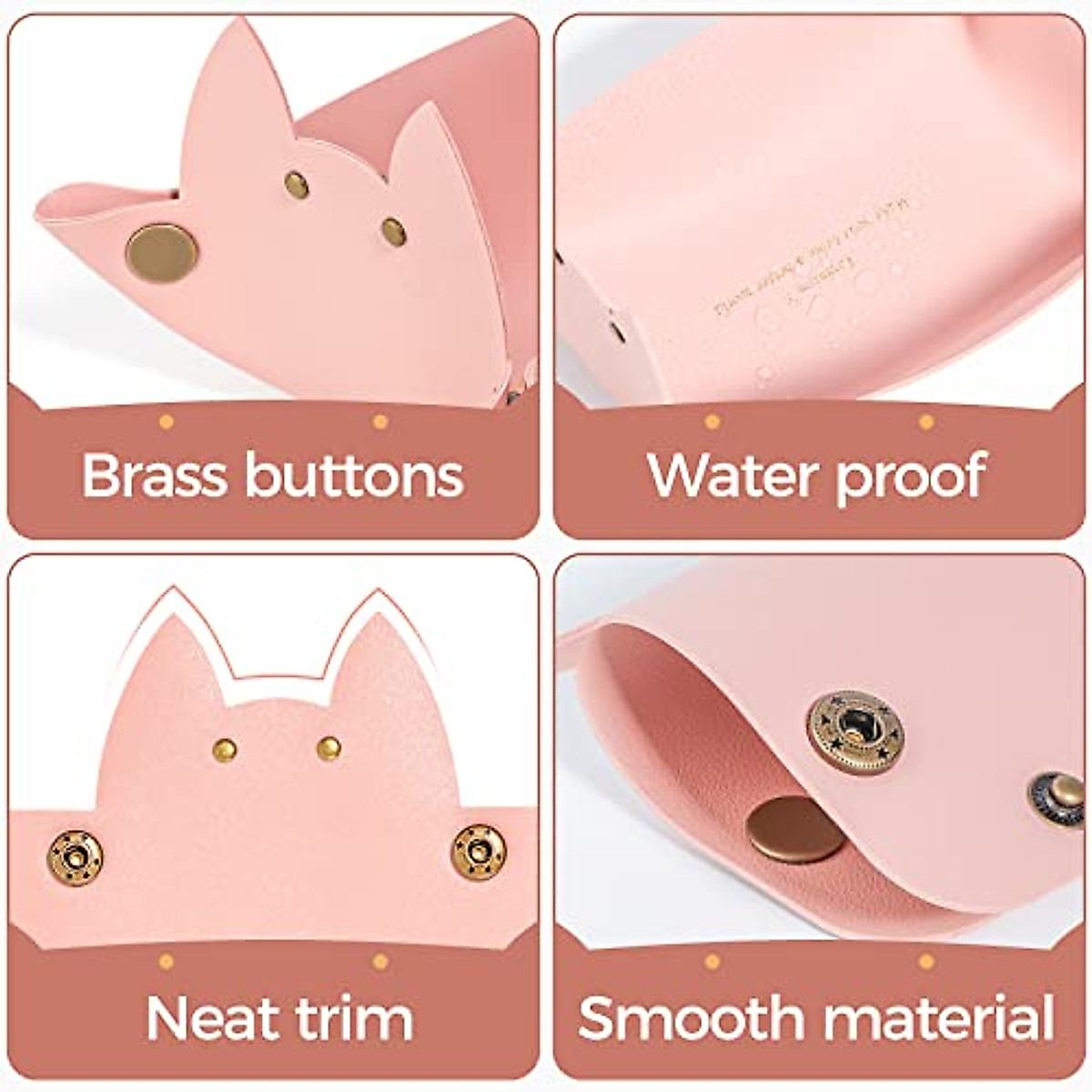 Aoyinism Cute Cat Shaped Leather Valet Tray,Premium Catchall Tray, Jewelry Tray, Decorative Desk Organizer, Foldable Portable Desk Organizer (Pink)
