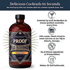 Old Fashion Cocktail Mix - Made with Real Ingredients & Cane Sugar - Orange Flavor - Fast, Easy, Delicious, Handcrafted Cocktail Syrup - - 16oz - 1 Bottle