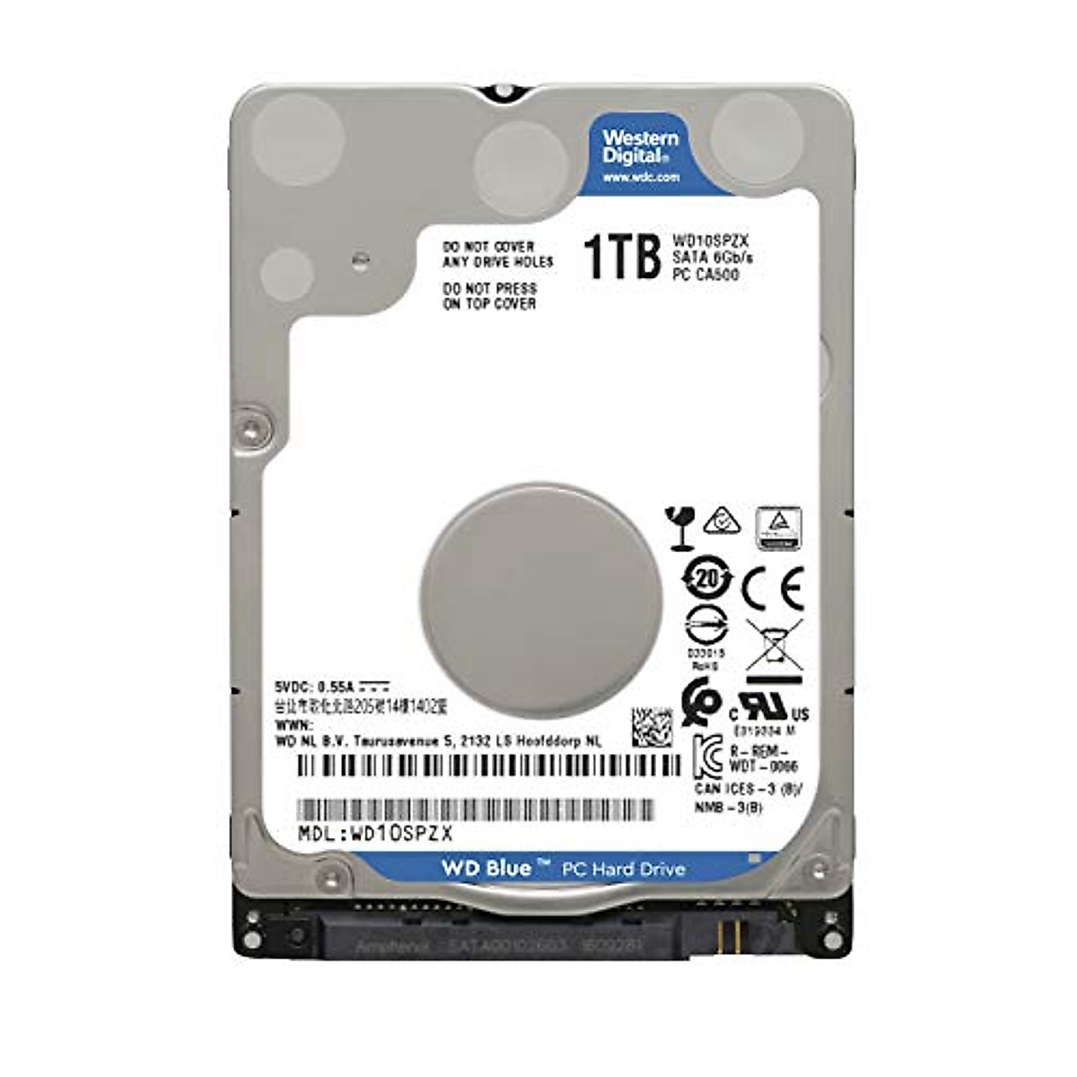 Western Digital 1TB WD Blue Mobile Hard Drive HDD - 5400 RPM, SATA 6 Gb/s, 128 MB Cache, 2.5" - WD10SPZX