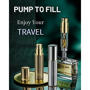 BRARIOS Travel Perfume Atomizer Refillable,Empty Portable Cologne Dispenser,Mini Aftershave Sprayer for Men and Women(Gold 5ML)