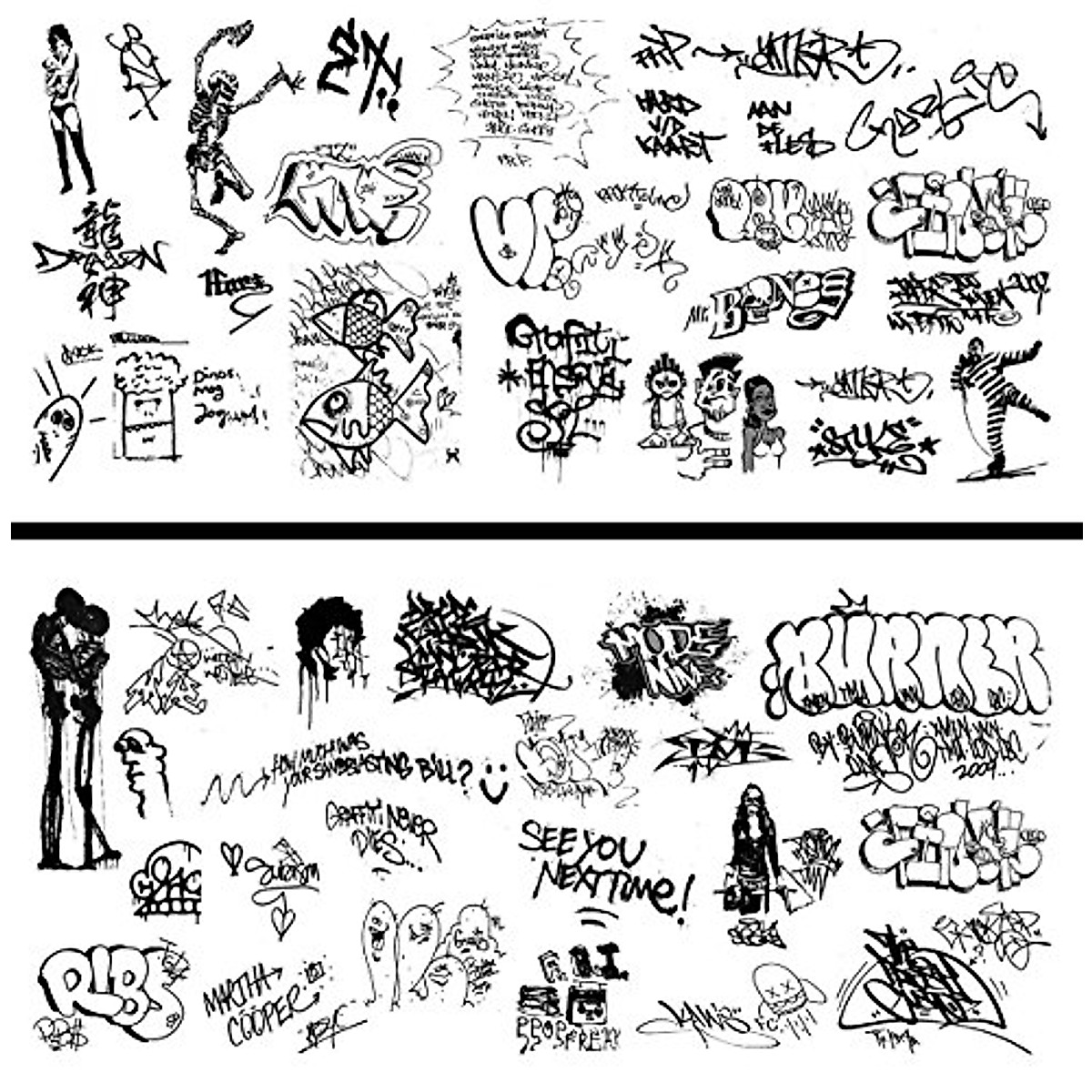 N Scale 1:160 Graffiti Waterslide Decals 2-Pack Set #19 - Weather Your Rolling Stock & Structures!