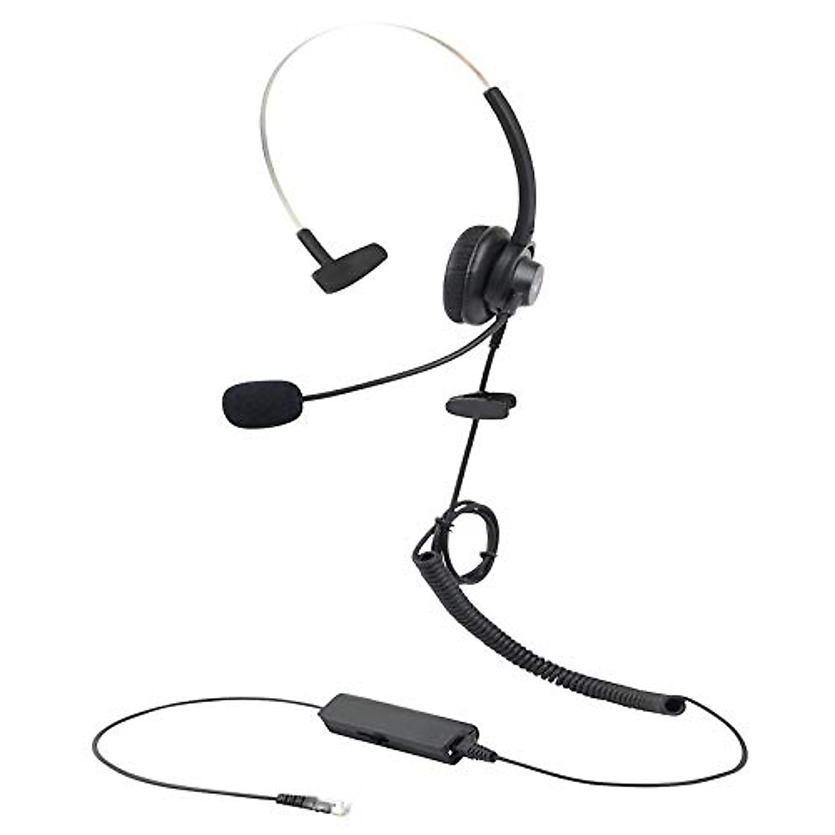 Call Center Hands-Free RJ9 Headset Headphone Monaural Mic Mircrophone Noice Cancelling + Extra Cushions for Avaya Nortel Nt Yealink Ge Emerson Viop POE NEC Mitel Office Desktop IP Telephone Phone