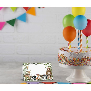 Table Place Card, Jungle Safari Animal Themed Tent Style Cards, Pack of 25 Half-Fold Reception Place Cards, Perfect for Baby Showers, Jungle Safari Birthday Party and Special Events A30