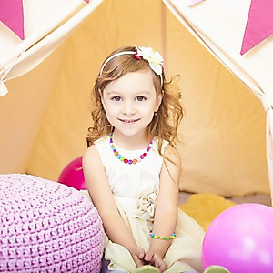 BigOtters Little Girls Necklace Bracelet, 3 Sets Lovely Colorful Beads Toddler Necklaces for Girls, Play Jewelry for Toddlers 2-4