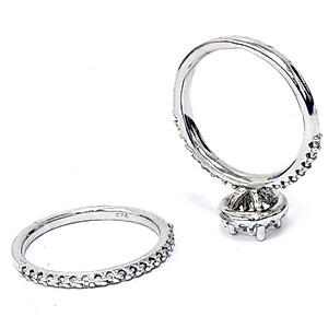 1 1/10ct Diamond Pave Halo Engagement Wedding Ring Set 14K White Gold - Size 11