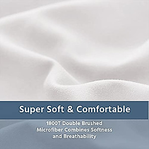 wavveUziz Bed Sheet Set Super Soft 100% Microfiber Sheet 1800 Brushed Microfiber Embroidered King Size Bed Sheets 16-Inch Deep Pocket - 4 Piece, White