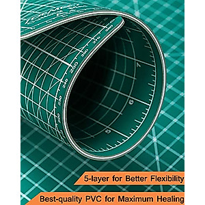 18" x 12" Self Healing Sewing Mat, Idemeet Rotary Cutting Mat for Craft, 5-Ply Blade Table Protecter Cut Board for Handcraft Project, A3, Green