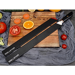 WELLSTAR Knife Edge Guards Set, 2 Piece 14 Inch Universal Blade Covers, BPA Free ABS Protective Long Blade Sheaths, Non-Scratch Felt Lining Brisket Knives Covers (Knives not included)