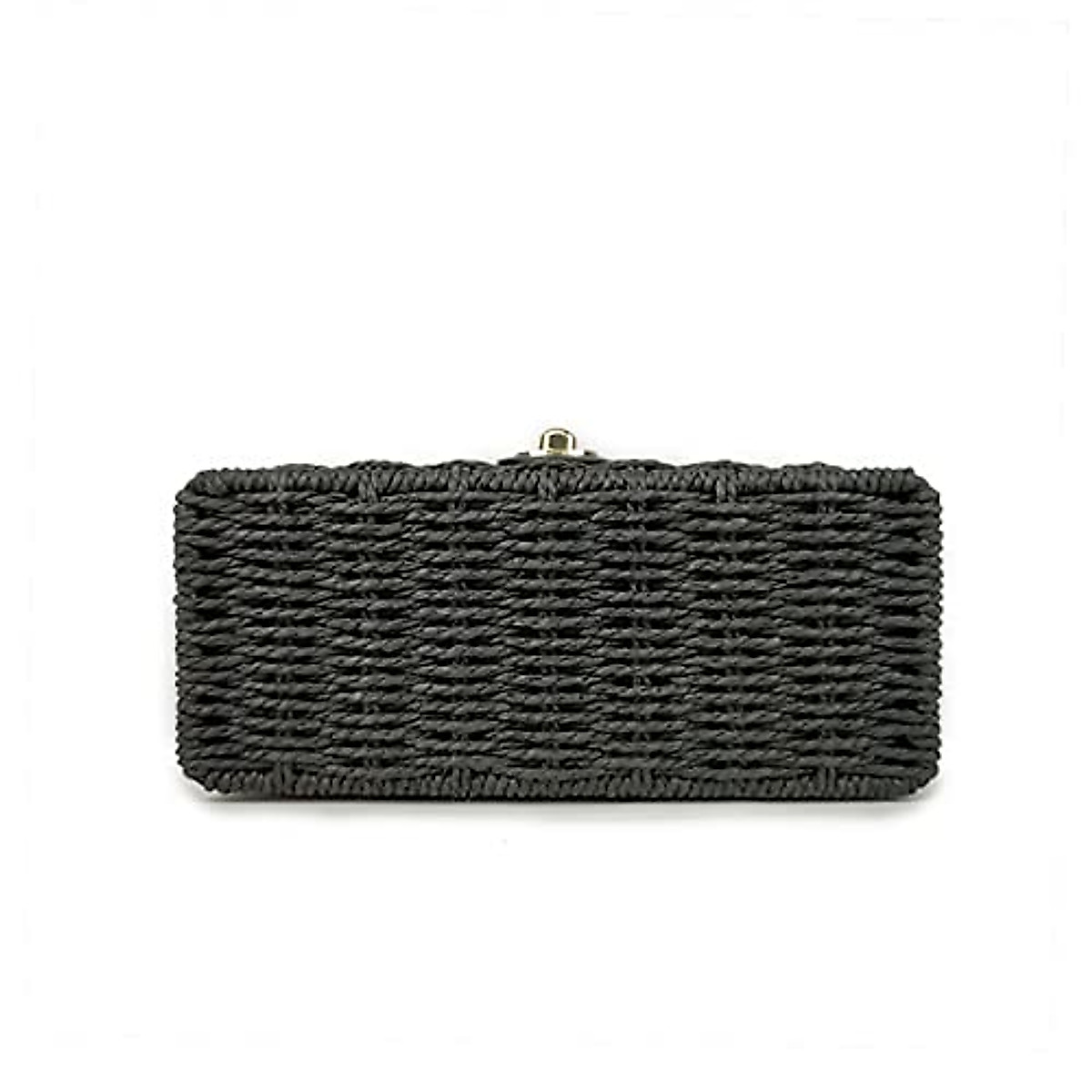 Handwoven Rattan Bag, Natural & Elegant Vintage Purse Bag Beach Sea Handbag Holiday Bag Casual Handbag (Black)