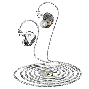 KZ DQ6 Wired Earbuds Noise Cancelling Earbuds with Microphone HiFi Bass Earphones with Detachable Tangle-Free Cable 2Pin (Silver)