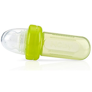 Nuby EZ Squee-Z Silicone Self Feeding Baby Food Dispenser, 1 Count (Pack of 1) - Aqua/Pink/Green, Colors May Vary