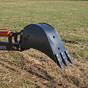 Titan Attachments 8in Wide Backhoe Bucket, 3-Carbon Steel Teeth, Hydraulic Tilt Backhoe & Excavator Attachment