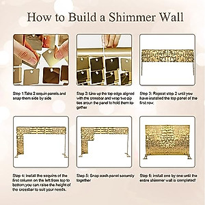 Ayfjovs 49PCS Light Gold Shimmer Wall Backdrop Panel, Shiny Champagne Shimmer Wall Backdrop, Glitter Wall for Birthday, Wedding, Engagement, Receptions, Photo Shoots, Anniversary Party