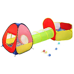 TOMYOU Kids Playhouse, 3 in 1 Play Tent with Tunnel, Ball Pit for Toddler Boys, Girls, Baby Play Tent, Indoor/Outdoor Kids Tent