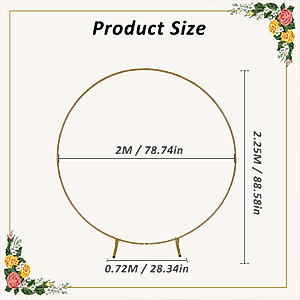6.6Ft Round Balloon Arch Stand Kit Wedding Arches For Ceremony Circle Backdrop Stand For Parties Wedding Birthday Decoration With Two Water Bags (Gold)