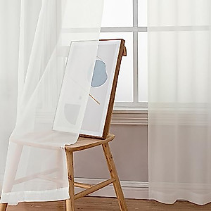 Simplebrand Sheer Curtains 72 Inches Long 2 Panels for Living Room, Dual Rod Pockets Airy Window Treatments Voile Curtains Sheer Panels Lightweight for Front Back Patio Glass Door, Ivory, 42" Width