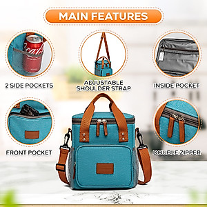 Eatronix Insulated Lunch Bag 8L – Adult Lunch Box Small Bag for Work, Office, Picnic, Travel – Mens Lunchbox for Work, Kids, Women, Nurse, Teacher Tote, Flight Attendant Cooler with Strap (Aqua Blue)