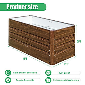 SnugNiture 2 Pcs 4x2x2FT Raised Garden Bed Galvanized Planter Garden Boxes Outdoor, Deep Root Planter Raised Bed for Vegetables Flowers Herbs,Brown