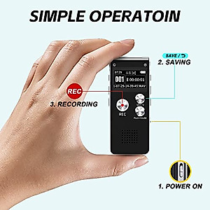 16GB Digital Voice Activated Recorder - Voice Recorder with Playback - Portable Tape Recorder Audio Recording Device with Noise Reduction Audio Recorder for Lectures Meetings