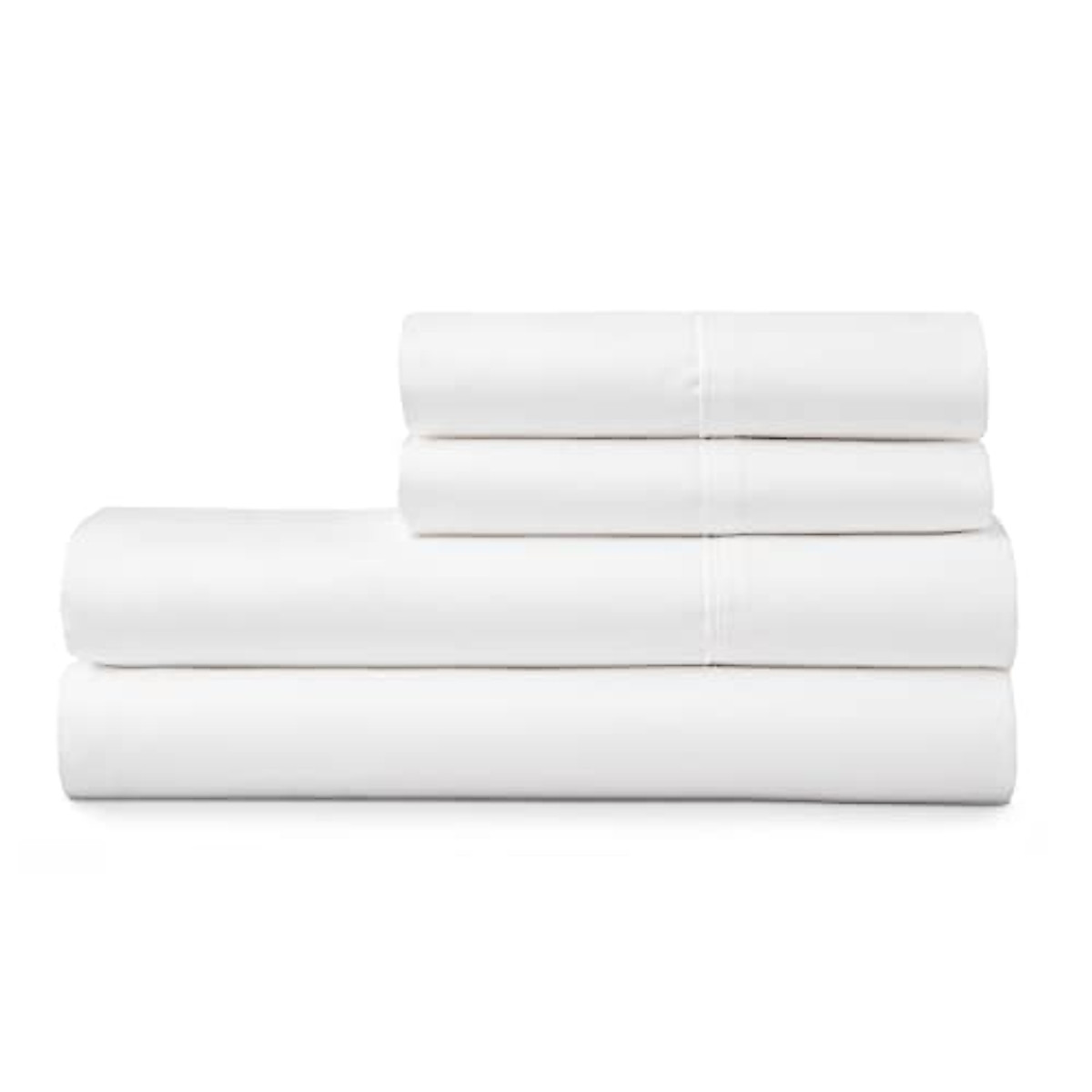 MARTHA STEWART 100% Cotton Queen Sheet Set - 4 Piece, Soft, Smooth, Durable, Easy Care, 16" Deep Pocket Sheets, Bedding Sheets, Sateen Sheet, 1 Flat, 1 Fitted, 2 Pillowcases, White