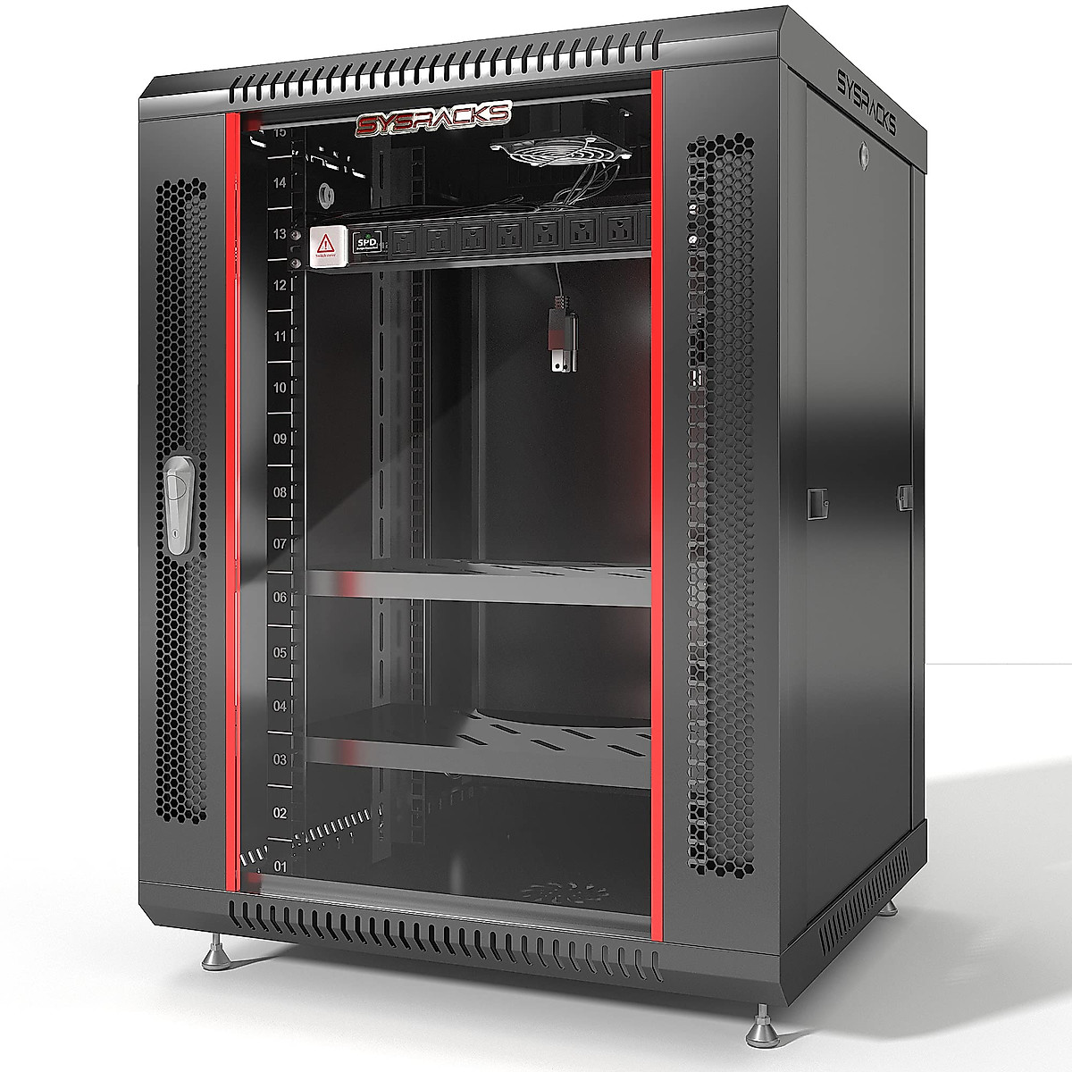 Server Rack - Wall Mount Network Enclosure - Locking Wall IT Cabinet - 19 Inch Rack Av Audio Video Rack Lockable Cabinet Network Rack - Powerbar - Shelf - Fan - Feet (15U (24" w x24 d x30 h))