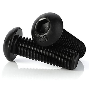 1/4-20 x 3/4" Button Head Socket Cap Screws, Allen Socket Drive, Black Oxide, Alloy Steel Class 10.9, Fully Threaded, Machine Thread, 25 PCS