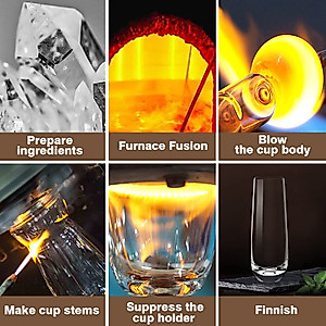 Yaschmo Stemless Champagne Flutes Set of 4，Hand Blown Crystal Glasses, 10.2oz Champagne Glasses, Prosecco Wine Flute, Cocktail Glasses, Mimosa glasses, Highball Glass, Water Glasses, Bar Glassware