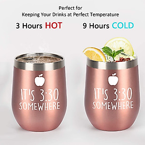 GINGPROUS It's 3:30 Somewhere Stainless Steel Wine Tumbler Glass with Lid and Straw, Funny Teacher Professor Gifts, Graduation Birthday Thank you Gifts for Teachers, 12 Oz Insulated Tumbler