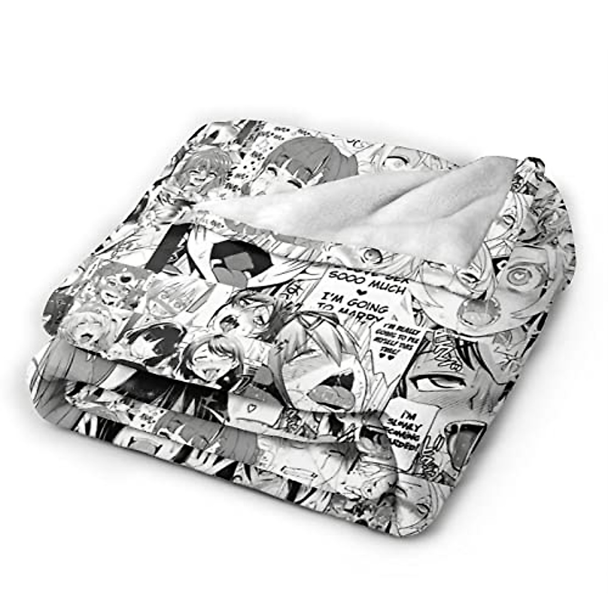 Anime Sexy Waifu Hentai Ahegao Face All Season Fleece Blanket Throw Ultra Soft Flannel Blanket Digital Printed Premium Fluffy Microfiber Fleece
