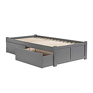 AFI Concord Queen Size Platform Bed with Footboard & Storage Drawers in Grey