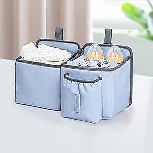 Hanging Diaper Caddy Organizer,Baby Diaper Organizer Bag Storage for Baby Essentials- Baby Diaper Stacker for Crib,D02 BLUE