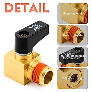Foxmitool 2pcs Air Compressor Drain Valve, Brass Mini Drain Cock Ball Valve, 1/4'' NPT Male × NPT Female for Air Compressor