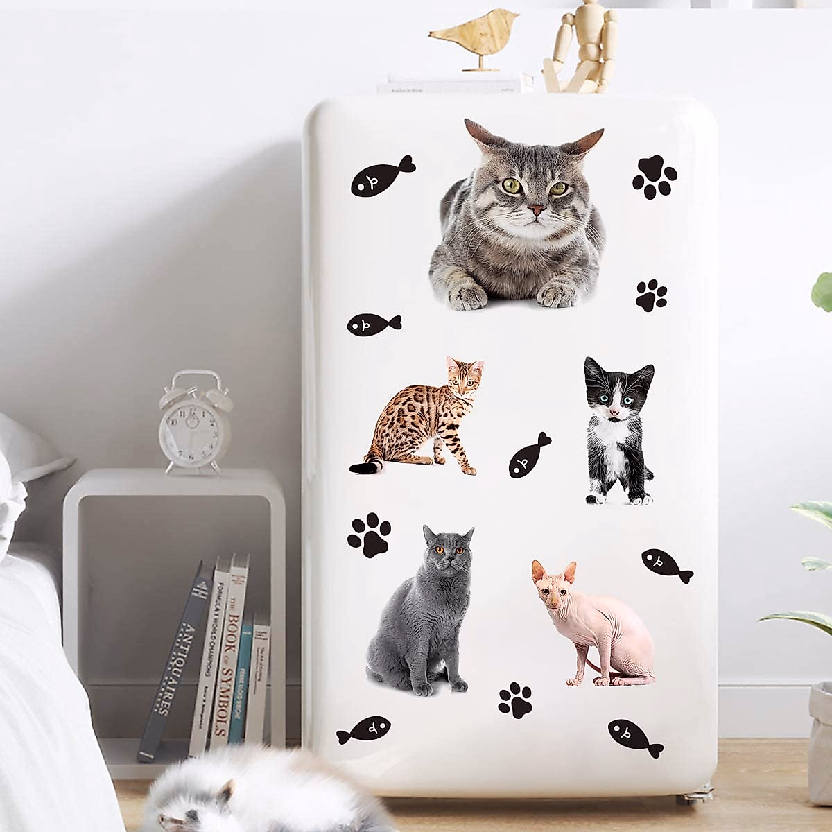 WOYINIS 3D Lovely Kitty Wall Decals Kitten Stickers DIY Removable Fish Cat Paws Wall Stickers Peel and Stick Kitten Wall Decals for Girls Bedroom Playroom Nursery Wall Decor