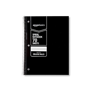 Amazon Basics College Ruled Wirebound Spiral Notebook, 70-Sheet - 5-Pack, Assorted Solid Colors