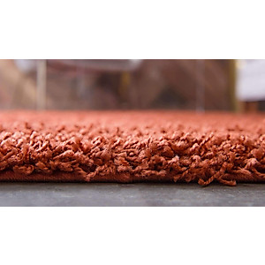 Unique Loom Solo Solid Shag Collection Modern Plush Terracotta Area Rug (12' x 15')