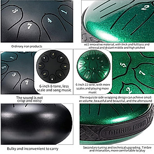 Steel Tongue Drum 11 Note 6 Inches D-Key Tank Drum Handpan Drum Percussion Instrument for Meditation Entertainment Musical Education Concert Mind Healing Yoga