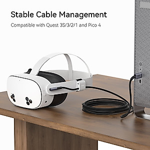 KIWI design Link Cable Compatible with Quest 3S/3/2/1/Pro, and Pico 4, 16FT with Cable Clip, High Speed PC Data Transfer, USB 3.0 to USB C Cable for VR Headset