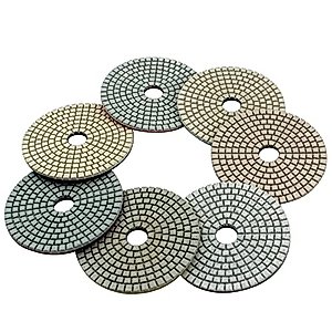 4" Wet Diamond Polishing Pads - Sanding and Polishing Tile Stone Marble Granite Concrete Ceramics Glass 7Set