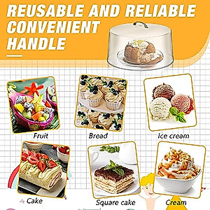 Uiifan 2 Pcs Clear Plastic Cake Cover 12 Inch Round Acrylic Cake Stand Cover 7.5'' Tall Cake Carrier Cake Dome with Metal Handle for Cake Food Stand Plate Tray Pedestal Display, Transparent