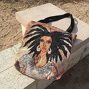 Shades of Color Woven Tote Bag, Nubian Queen, 17 x 17 inches (WTB009)