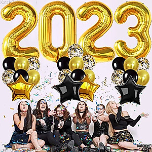 Big, 40 Inch Gold and Black 2023 Balloons Set - Graduation Decorations | Gold and Black Graduation Party Decorations | 2023 Numbers Balloons for Graduation Party Supplies, Class of 2023 Decorations
