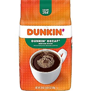 Dunkin' Decaf Medium Roast Ground Coffee, 20 Ounce (Pack of 6)