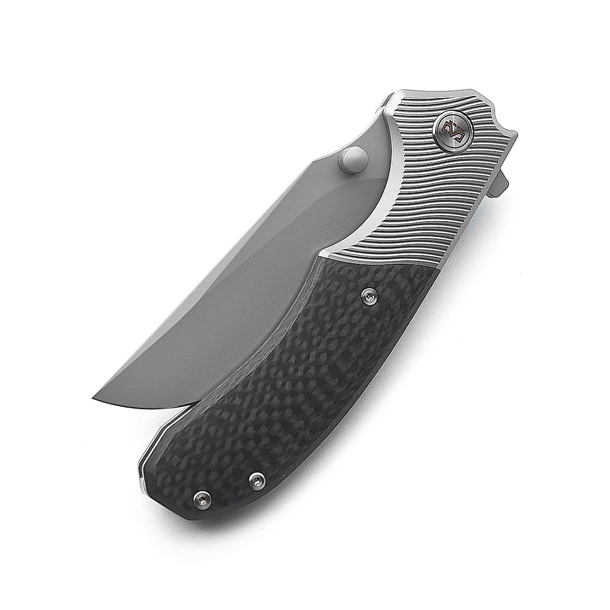 Miguron Knives M Centurion Flipper Folding Knife 3.5" S90V Blade Titanium And Black Carbon Fiber Handle Camping Hiking Pocket Knife MGR-609CBK