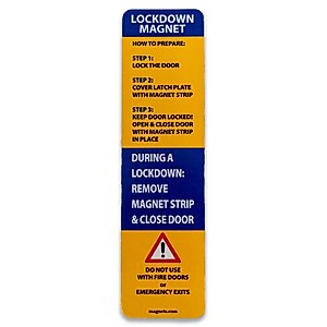 10 Pack - Lockdown Magnetic Strips for School Lockdowns - New and Improved! Durable 40mil Magnetic Strip (Blue)…