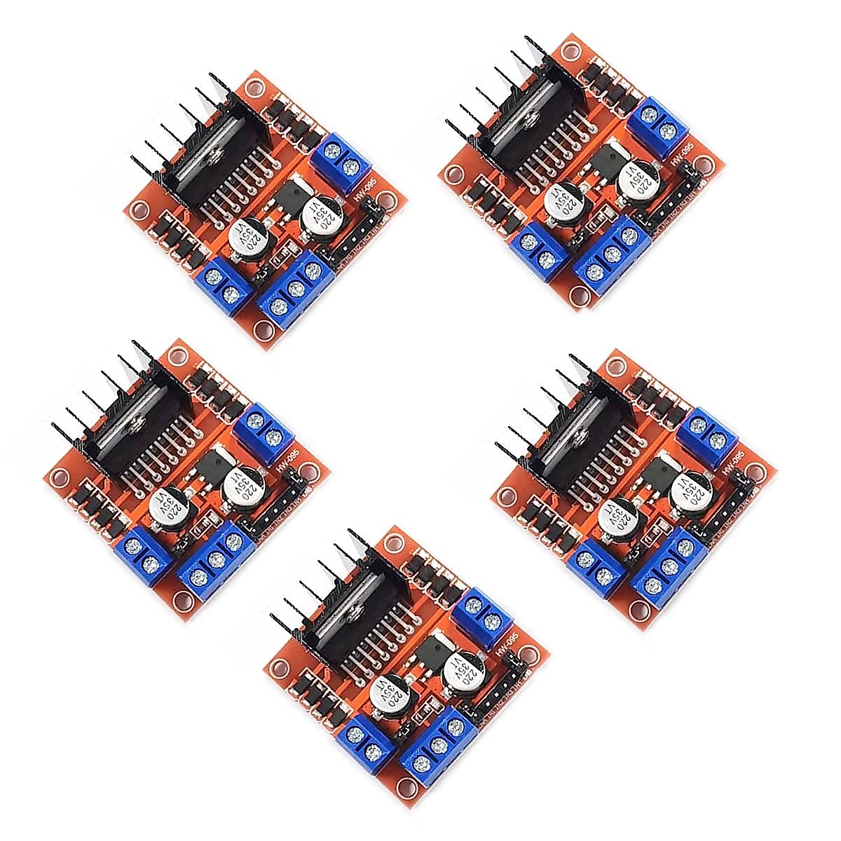 Kiro&Seeu 5PCS L298N Motor Drive Controller Board Module Dual H Bridge DC Stepper Motor Compatible with Ar-duino Electric Projects Smart Car UNO MEGA R3 Mega2560 (298N-MD-5pcs)