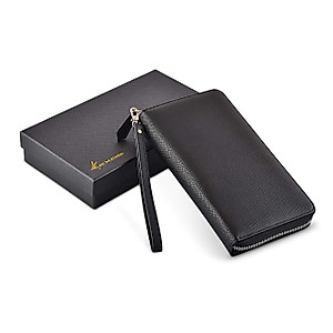 Exos Women’s Large Capacity Clutch Travel Wallet w/Removable Strap (Black)