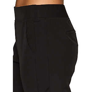 RBX Women's Quick Drying Woven Ankle Pant with Pockets Ribbed Side Jet Black S